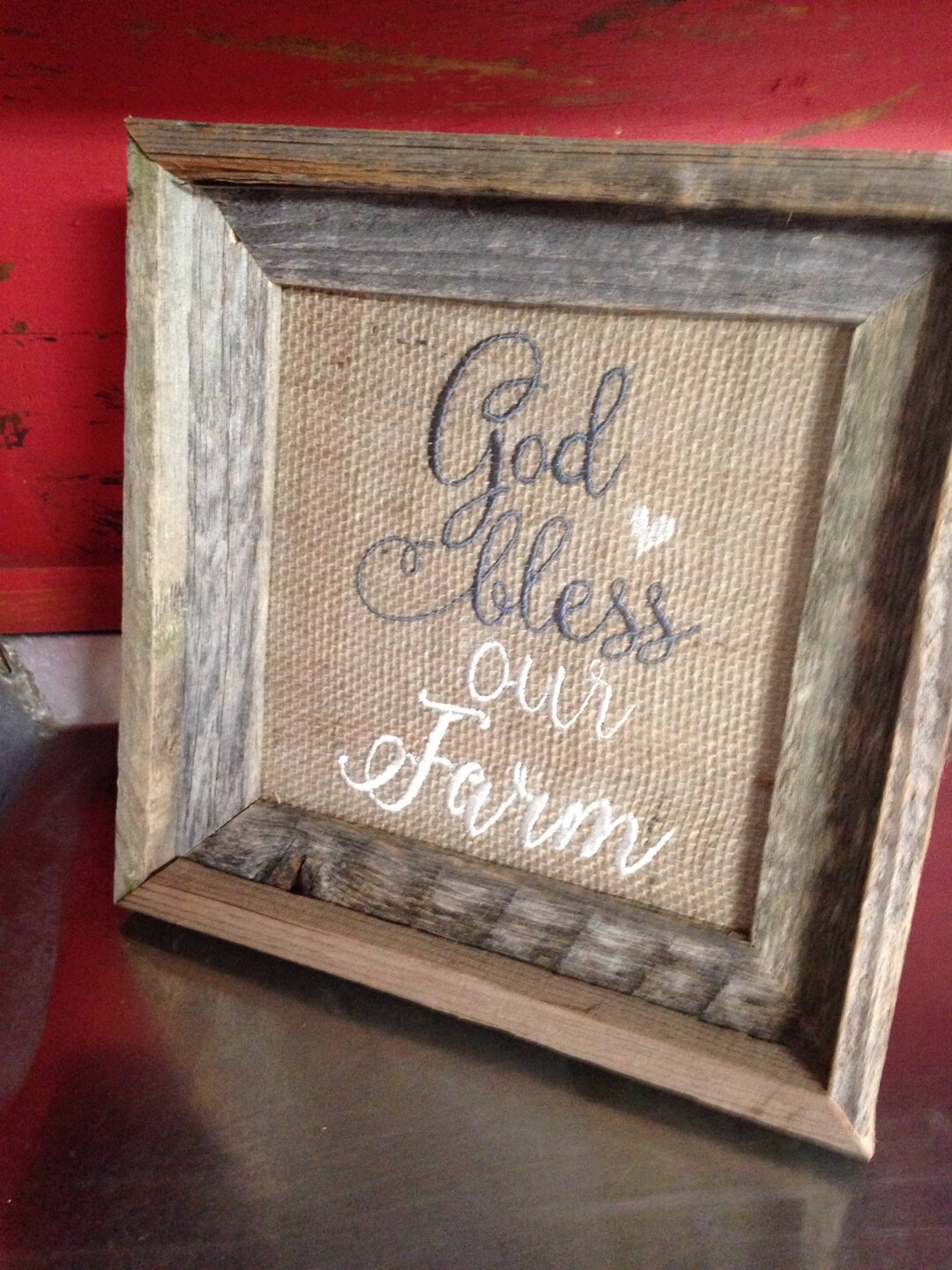 God Bless Our Farm Embroidered Burlap Signs Gift Farmhouse Decor - Etsy
