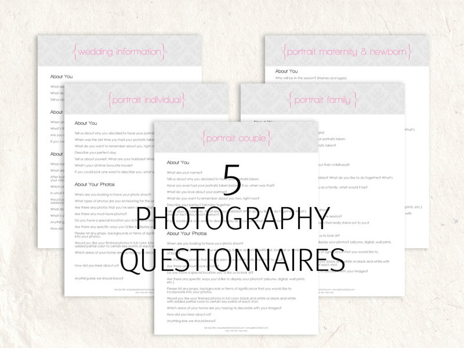 Photography Business Forms Photography Questionnaires - Etsy