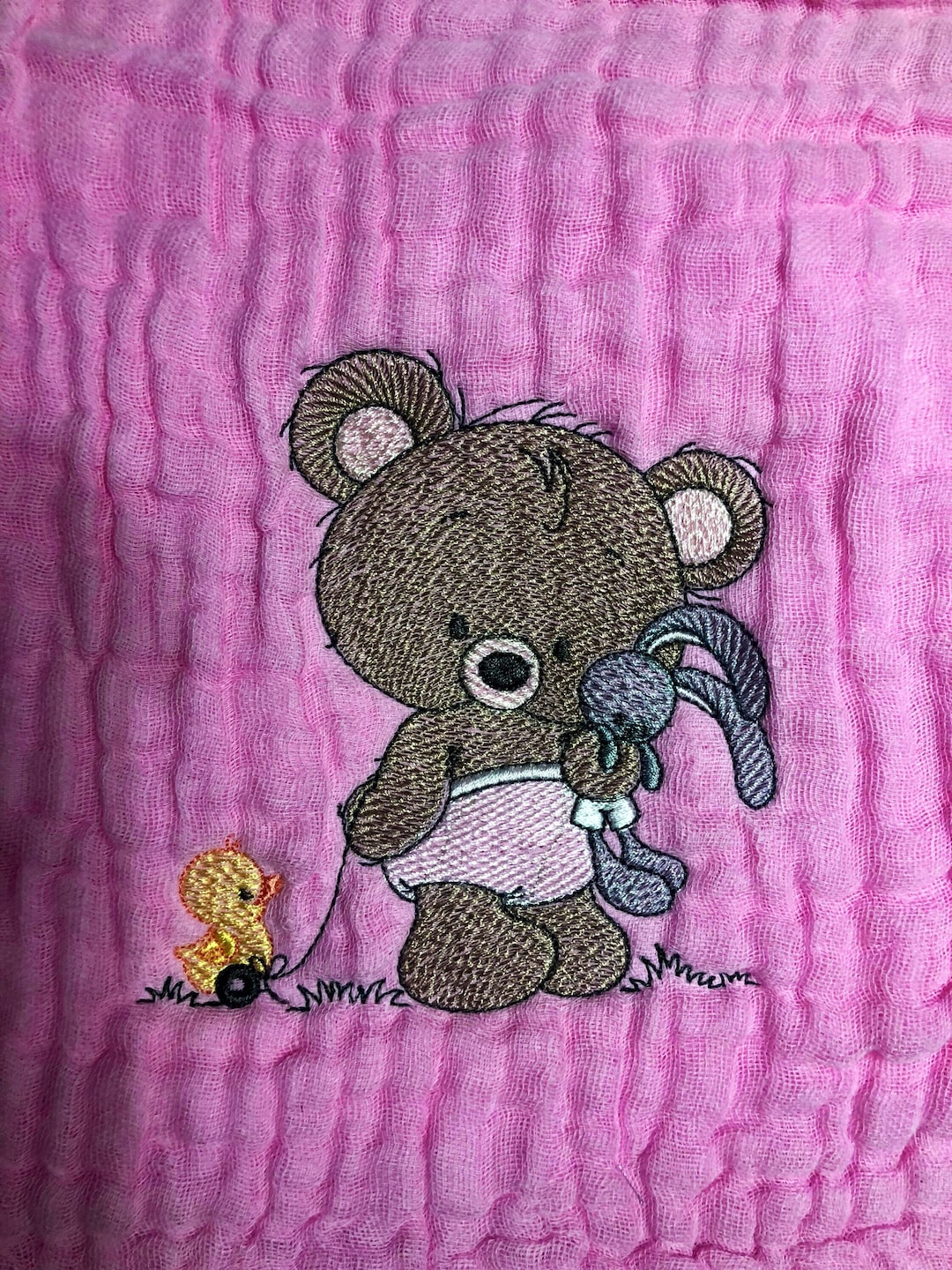 Personalized Name Baby Bear Muslin Swaddle Blanket newborn - Etsy