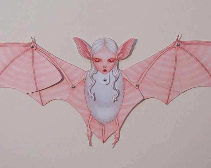 Albino Vampire Bat Paper Doll | Etsy