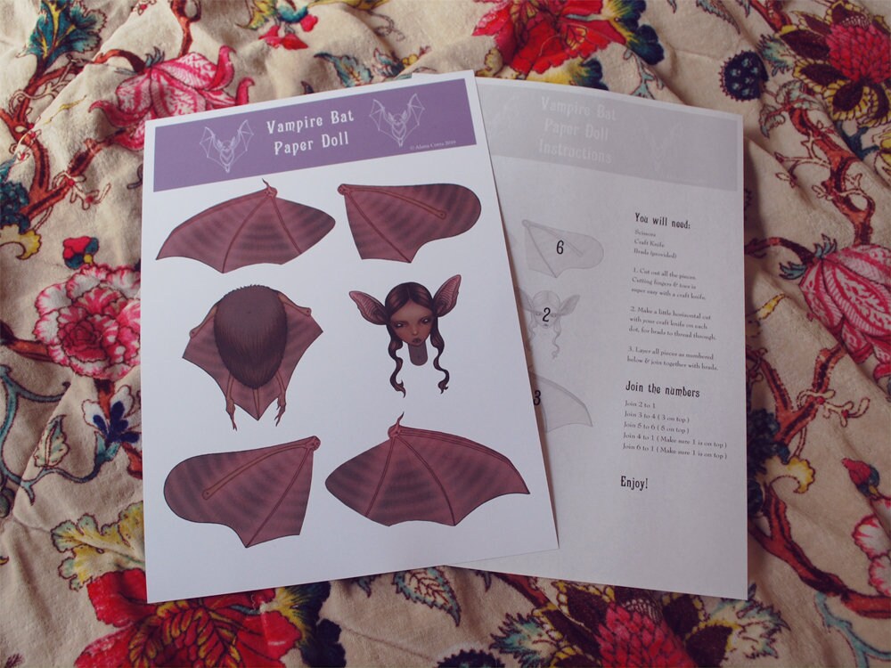 Vampire Bat Paper Doll - Etsy Australia