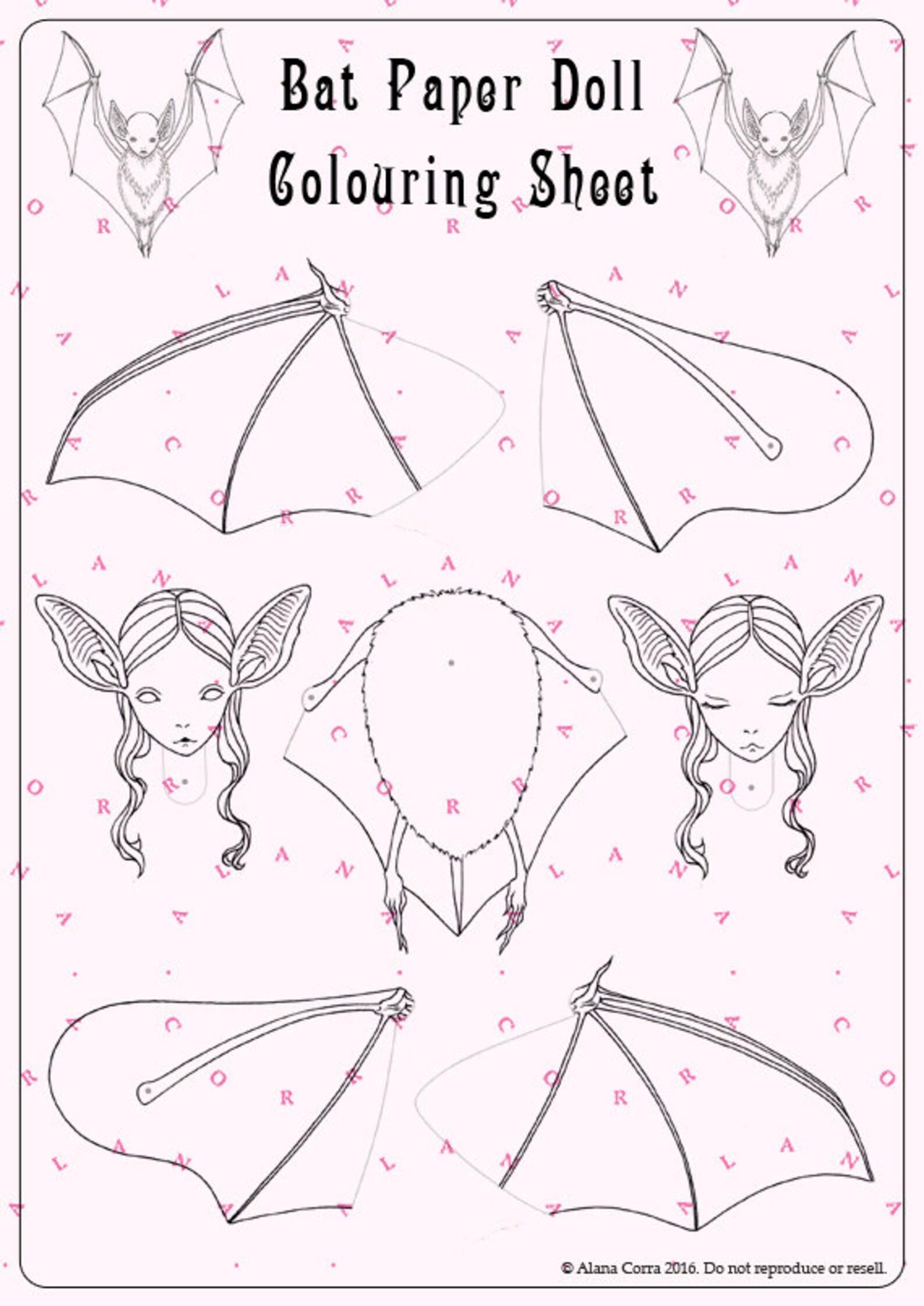 Print Colour & Assemble Your Own Paper Doll bat - Etsy