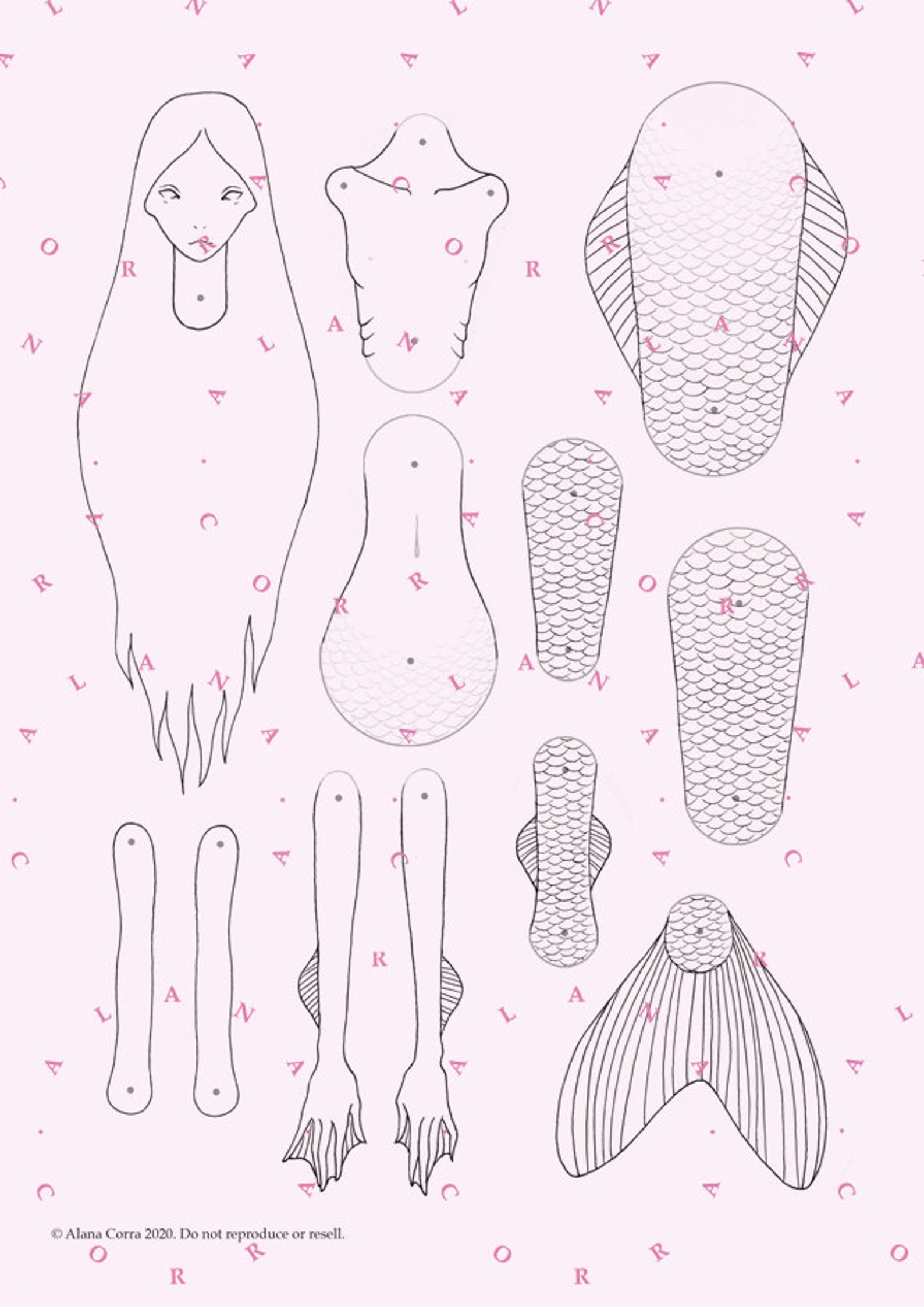 Make Your Own Mermaid - Colouring Sheet Paper Doll - Etsy