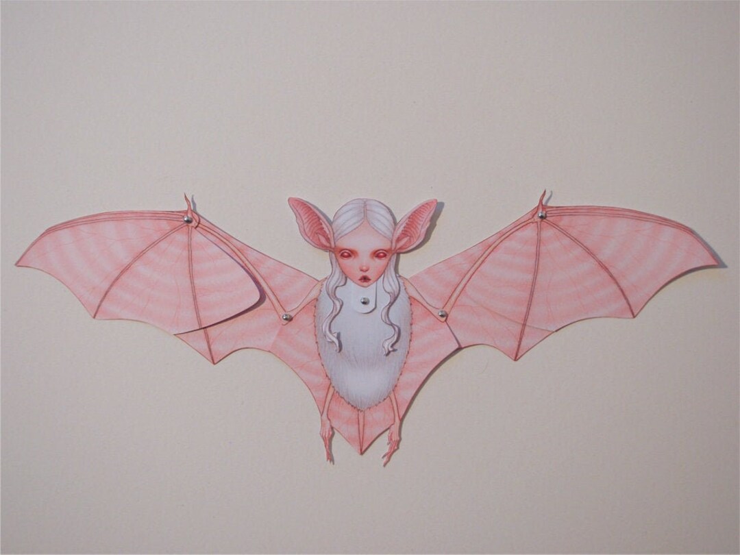 Albino Vampire Bat Paper Doll - Etsy