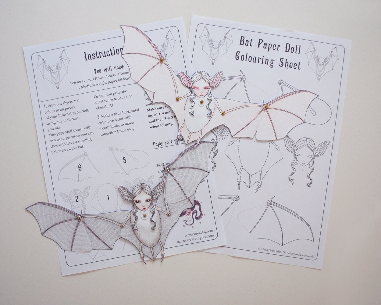 Print Colour & Assemble Your Own Paper Doll bat - Etsy