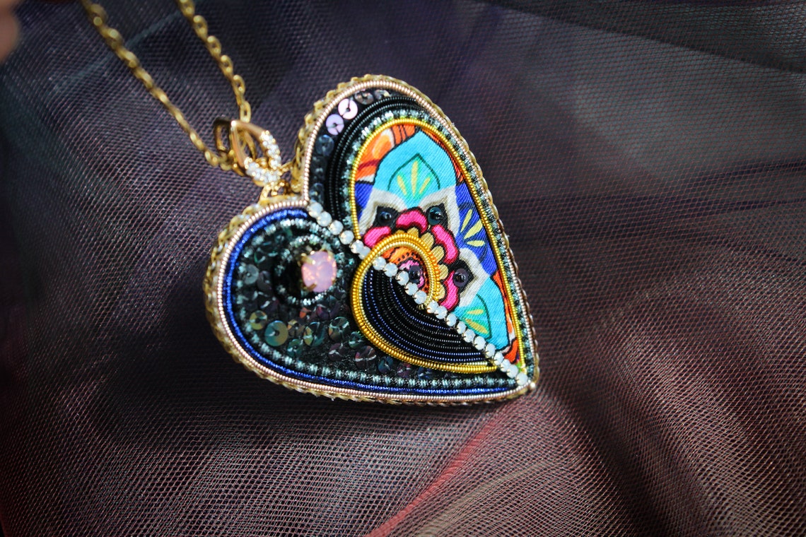 Colorful Heart in Goldwork Technique for Girl and Woman - Etsy