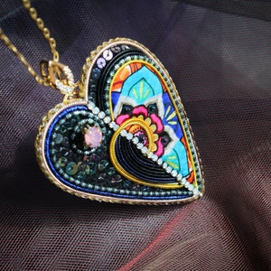 Colorful Heart in Goldwork Technique for Girl and Woman, Embroidered ...