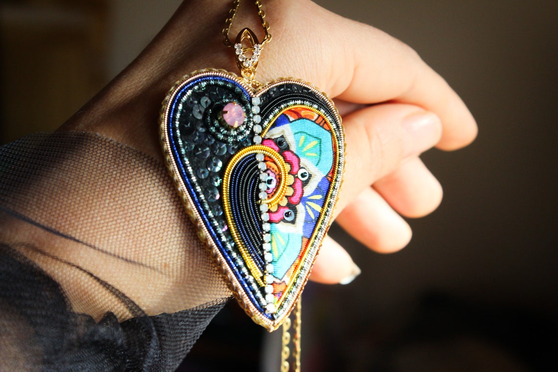 Colorful Heart in Goldwork Technique for Girl and Woman - Etsy