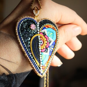 Colorful Heart in Goldwork Technique for Girl and Woman, Embroidered ...