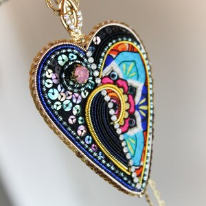 Colorful Heart in Goldwork Technique for Girl and Woman, Embroidered ...