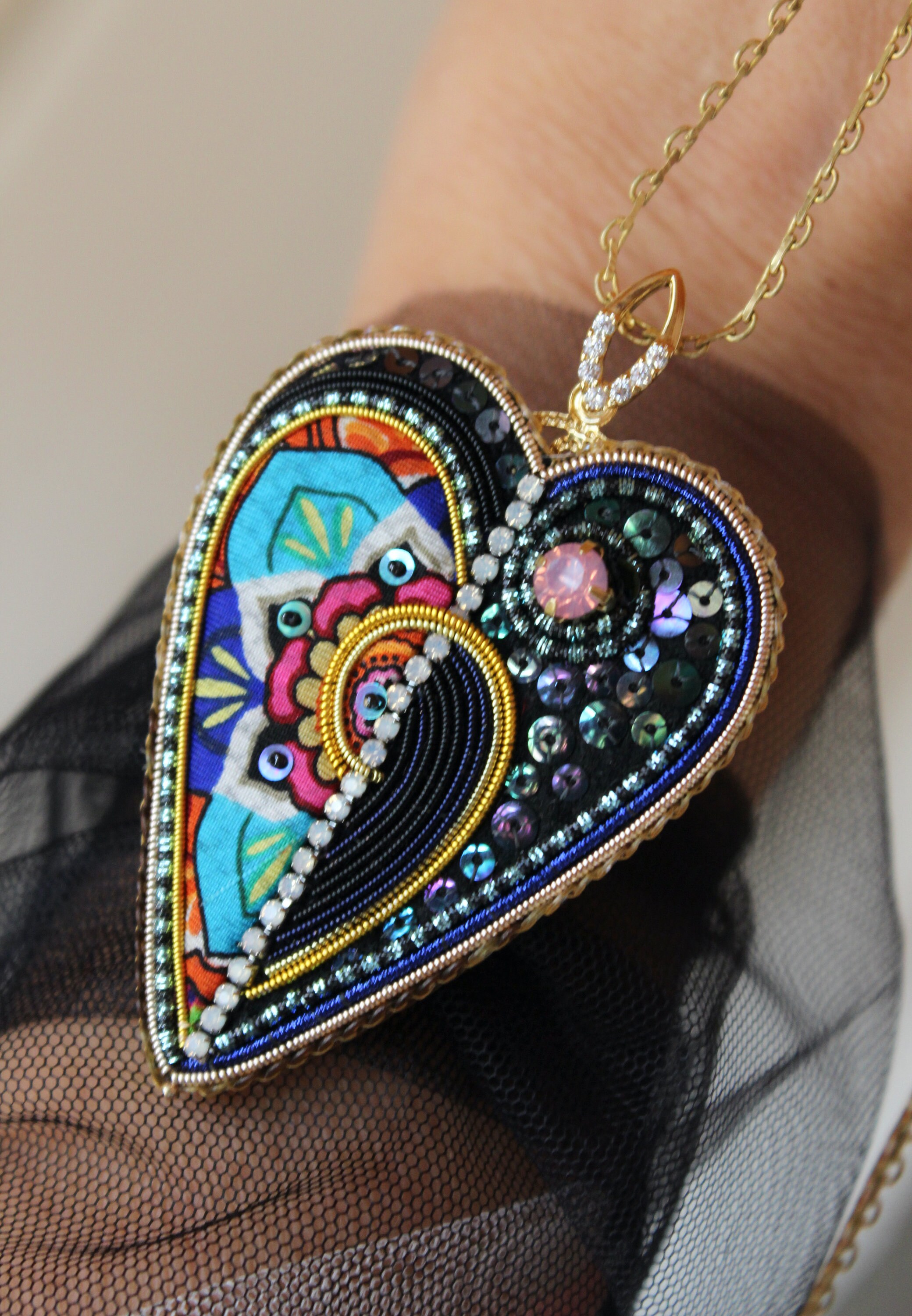 Colorful Heart in Goldwork Technique for Girl and Woman - Etsy