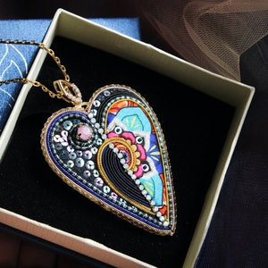 Colorful Heart in Goldwork Technique for Girl and Woman, Embroidered ...