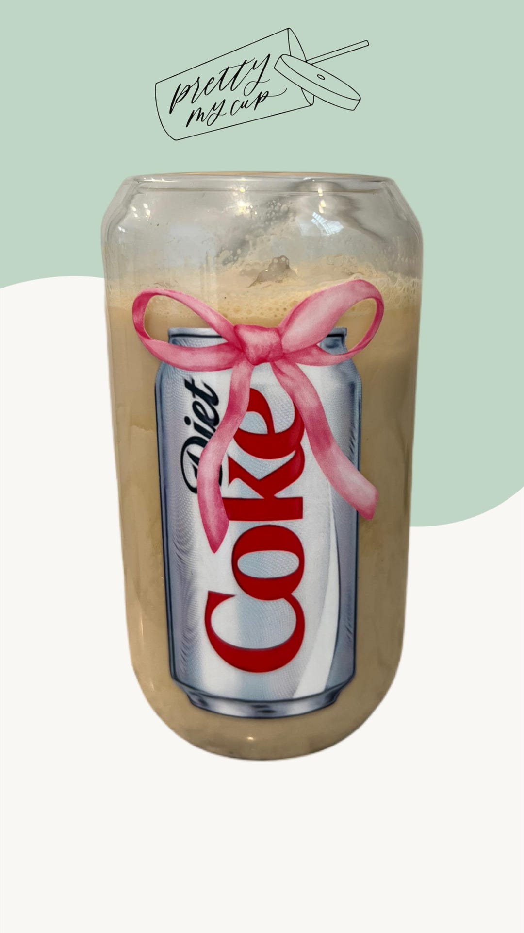 Diet Coke and Bow Cup Cup for Iced Drinks Soda Pop Fan Pop Lover Glass ...