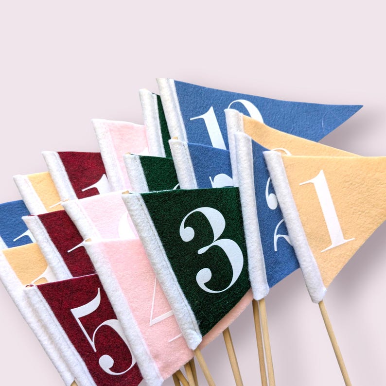 Golf Party Table Numbers – Custom Mini Pennant Flags for Weddings and ...