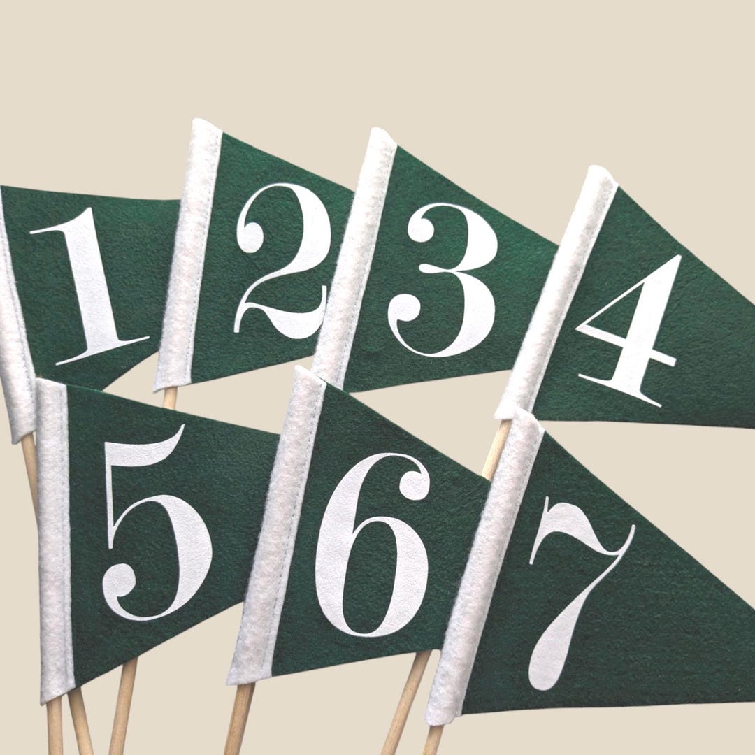 Table Numbers, Wedding Party, Custom Mini Number Pennant, Triangle ...