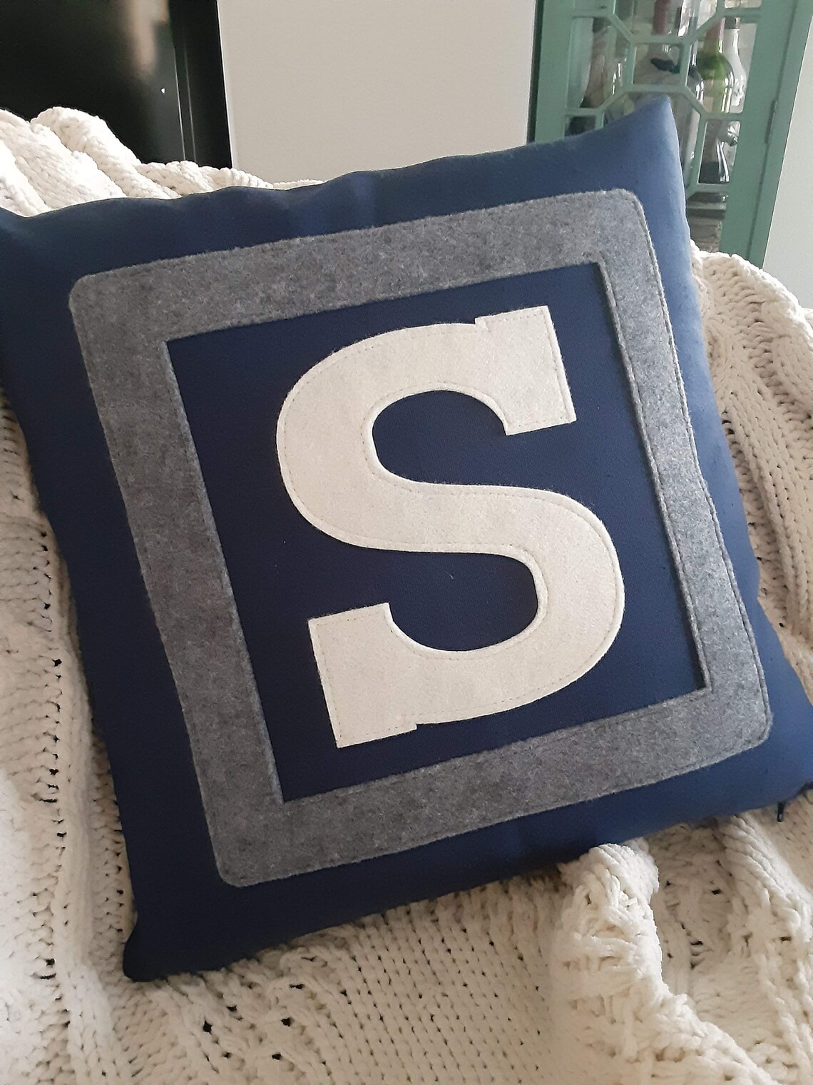 Custom Monogram Pillows Felt Letter Applique Large Initial - Etsy
