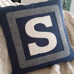 Custom Monogram Pillows, Felt Letter Applique, Large Initial ...