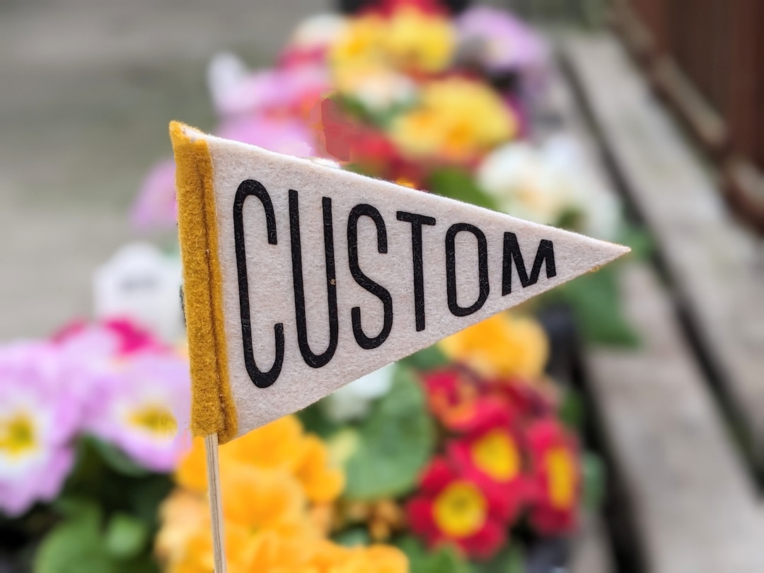 Triangle Pennant on a Stick: Personalized Mini Name Pennant, Small Tiny ...