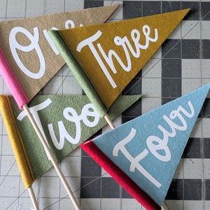 Table Numbers, Wedding Party, Custom Mini Number Pennant, Triangle ...