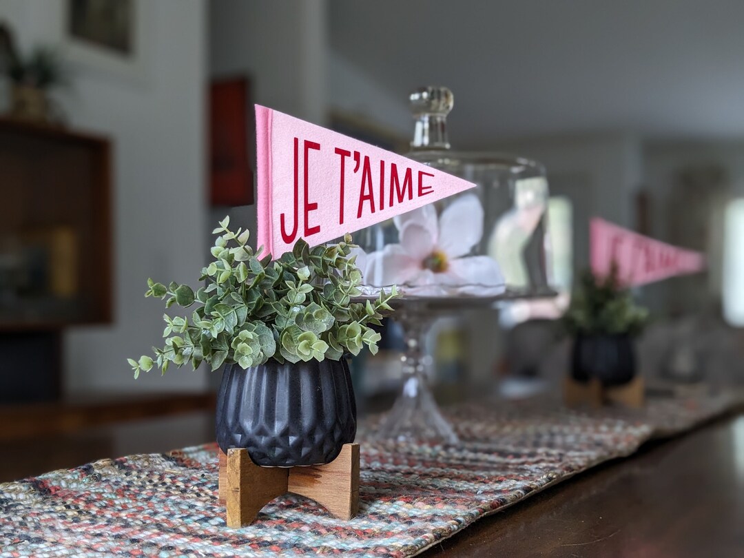 Mini Love Pennant, Small Felt Triangle, Tiny Pennant on a Stick ...