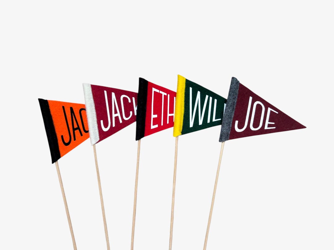 Custom Mini Felt Pennant on a Stick | Personalized Name Flag | Party ...