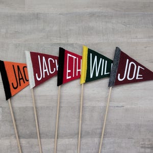 Personalized Felt Name Pennant on a Stick Mini Pennant Small Triangle ...