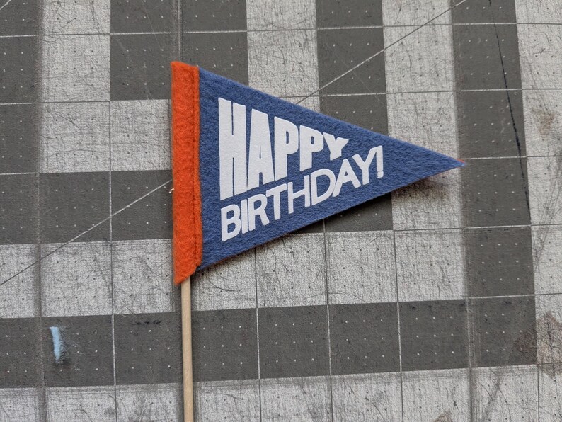 Happy Birthday Triangle Pennant on a Stick: Mini Pennant, Small Tiny ...