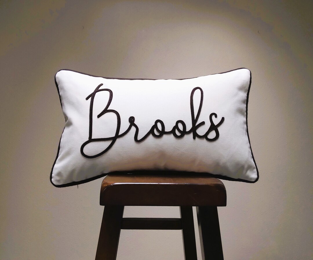 Custom Personalized Name Pillow With Piping, Pillow With Felt Applique ...