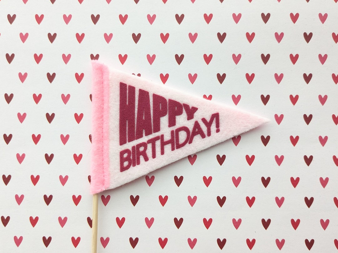 Happy Birthday Triangle Pennant on a Stick: Mini Pennant, Small Tiny ...