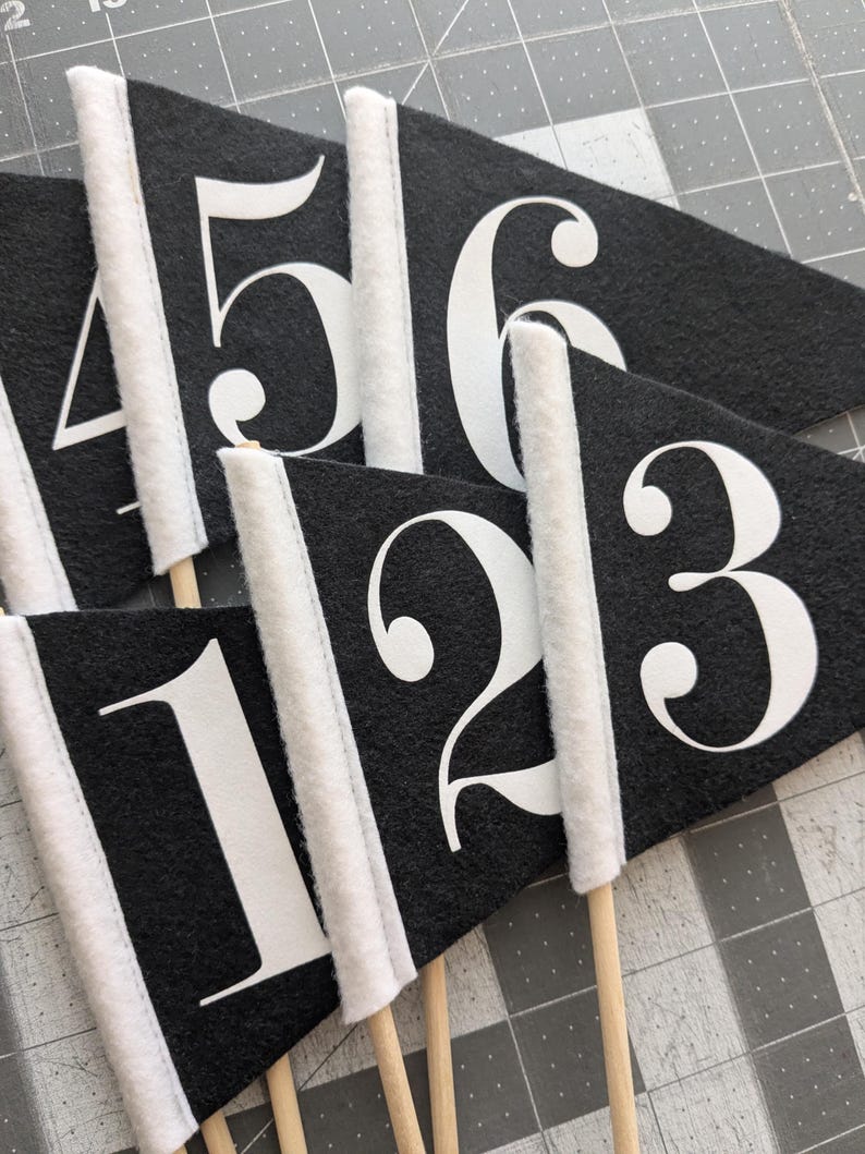 Table Numbers, Wedding Party, Custom Mini Number Pennant, Triangle ...