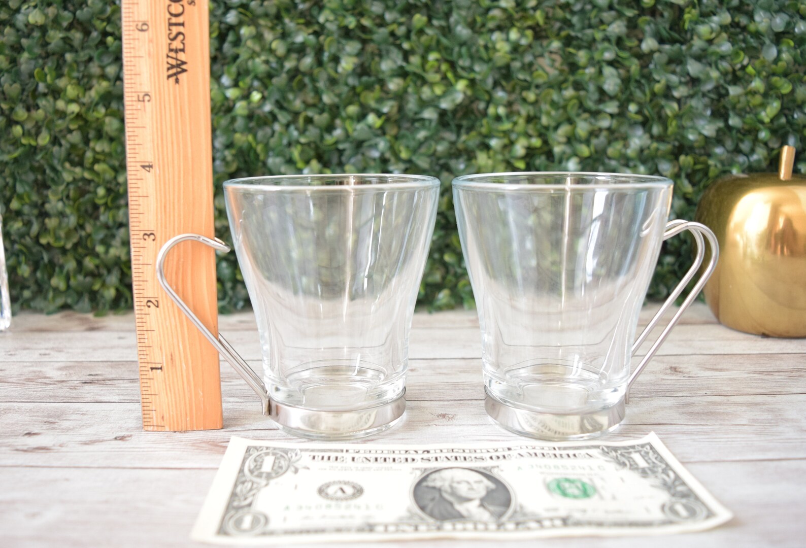 Vintage Italian Vitrosax Glass Coffee Mugs Cups With Removable ...