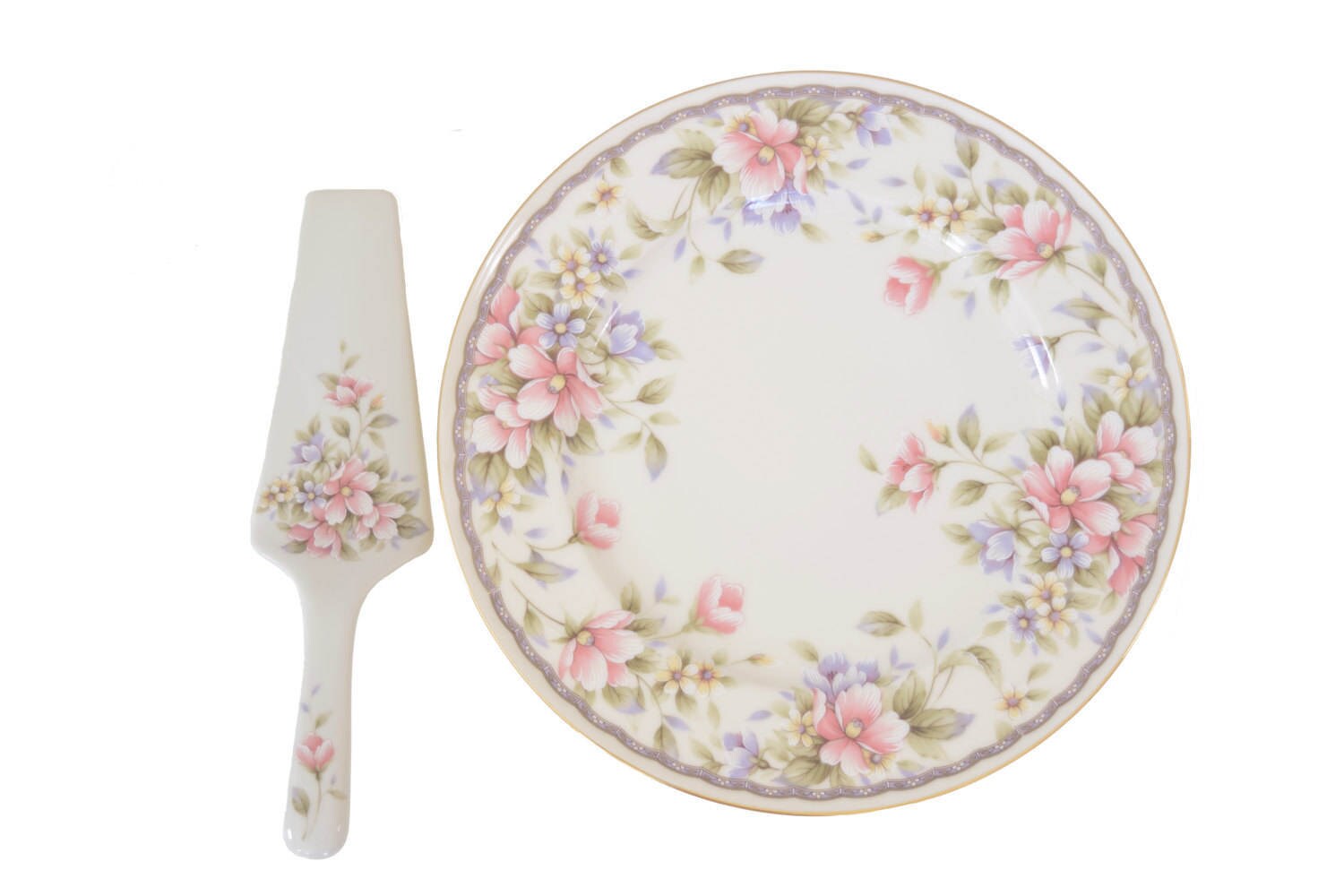 Floral Cake Plate with Cake Server Vintage Porcelain Dessert | Etsy