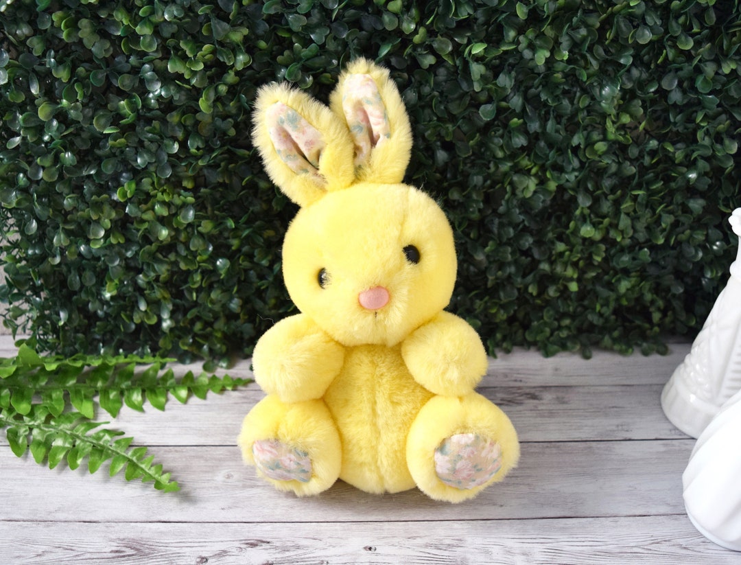 Vintage Robinson's May Yellow Plush Bunny With Floral Granny Fabric ...