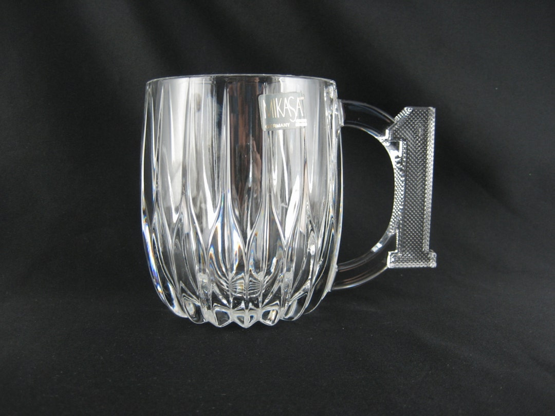 Large Crystal Glass Beer Mug With Number 1 Handle, Vintage Clear Mikasa ...