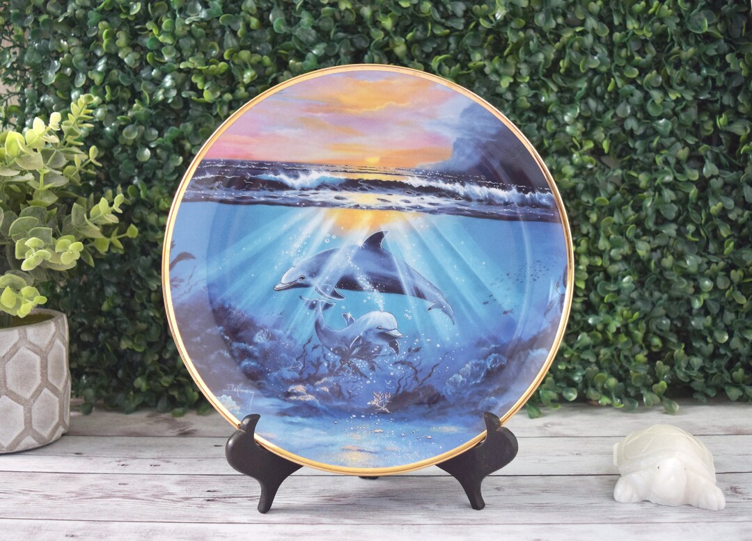 Vintage Franklin Mint Limited Edition Dolphins Collector Plate W/ Gold ...