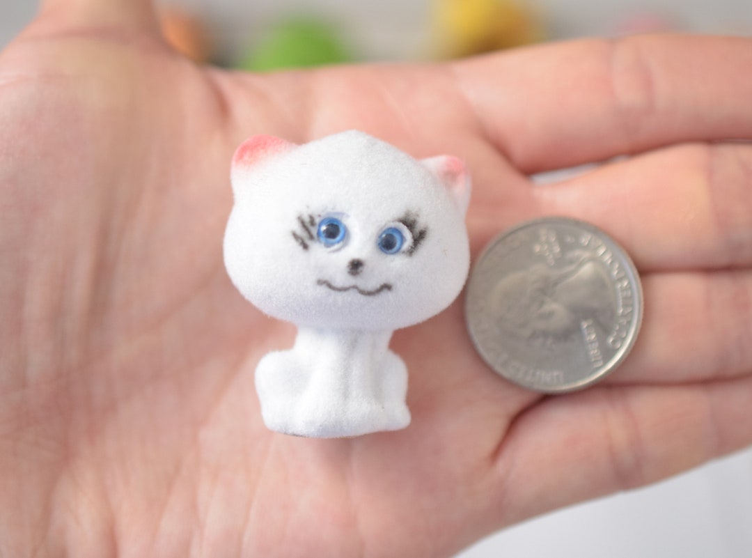 YOU CHOOSE: Flocked Miniatures 6 Pcs White Cats or 6 Pcs Mixed, Cute ...