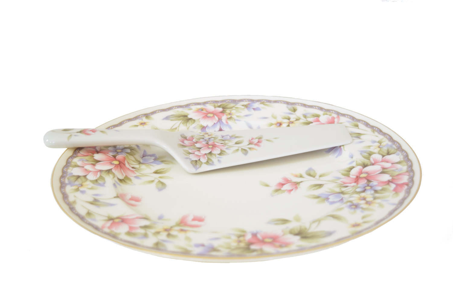 Floral Cake Plate With Cake Server, Vintage Porcelain Dessert Plate by ...