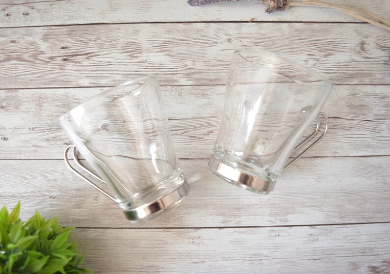 Vintage Italian Vitrosax Glass Coffee Mugs Cups With Removable - Etsy
