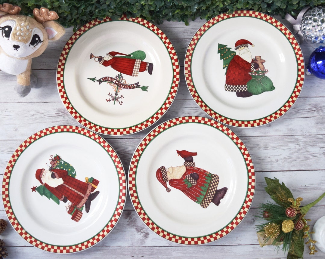 Vintage Sakura Debbie Mumm Magic of Santa Porcelain Dinner Plates, Xmas ...