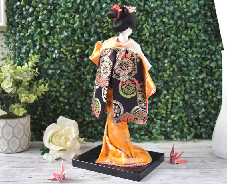 Vintage Yamaha Kyugetsu Japanese Doll in Orange Kimono Geisha - Etsy