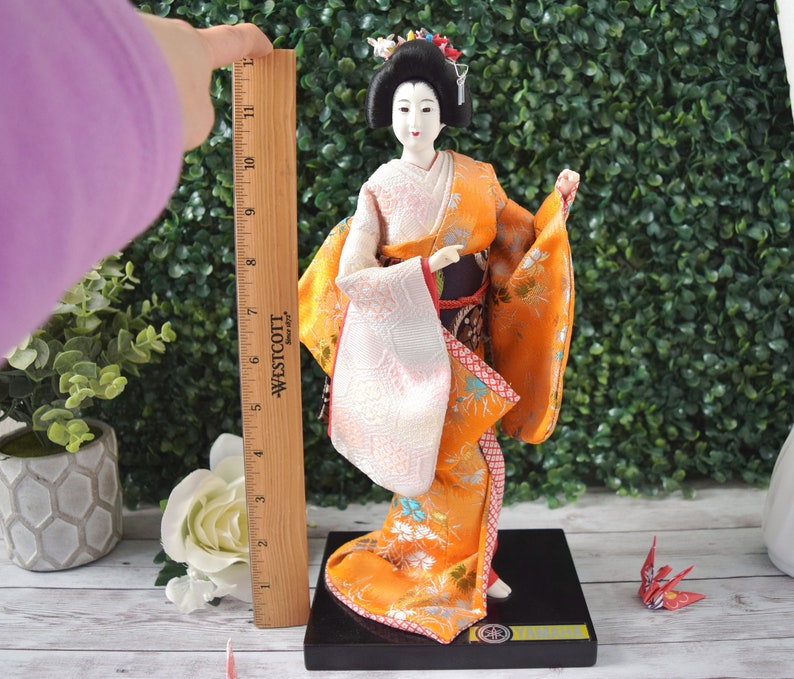 Vintage Yamaha Kyugetsu Japanese Doll in Orange Kimono Geisha - Etsy