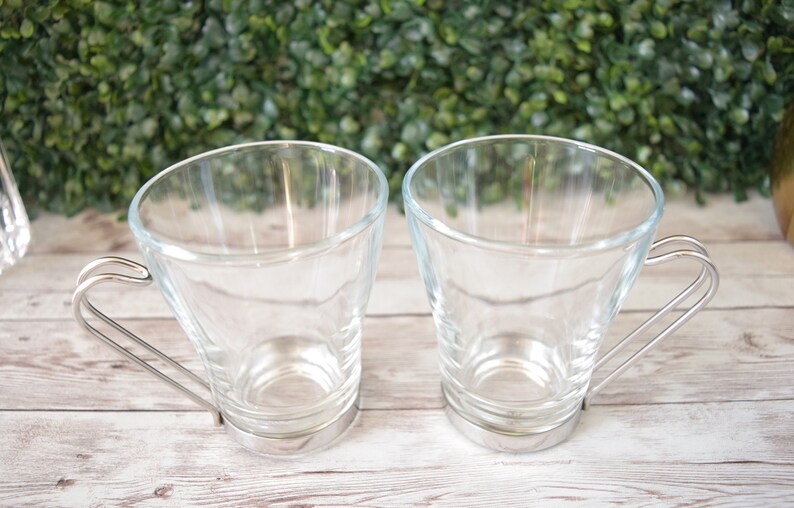 Vintage Italian Vitrosax Glass Coffee Mugs Cups With Removable - Etsy