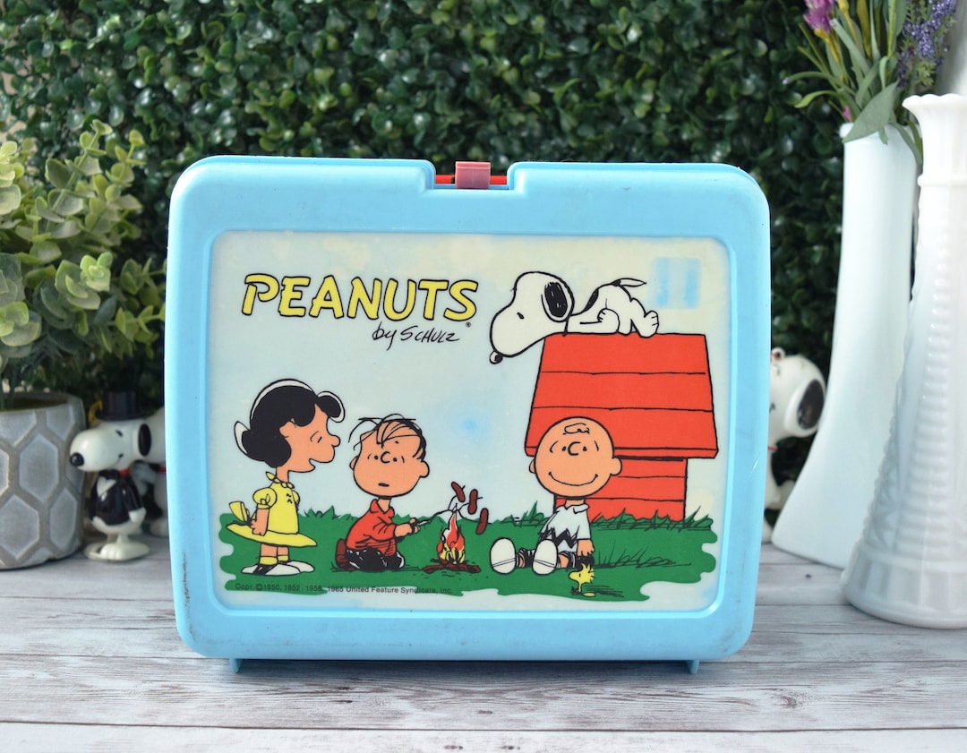 Vintage Peanuts Gang With Charlie Brown Snoopy Lucy Blue Thermos Retro ...