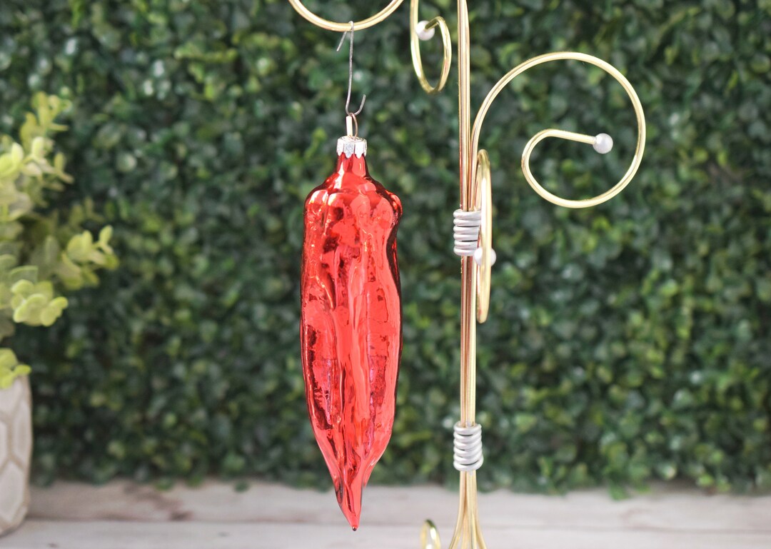 Vintage Blown Glass Red Hot Chili Pepper Christmas Tree Ornament Made ...