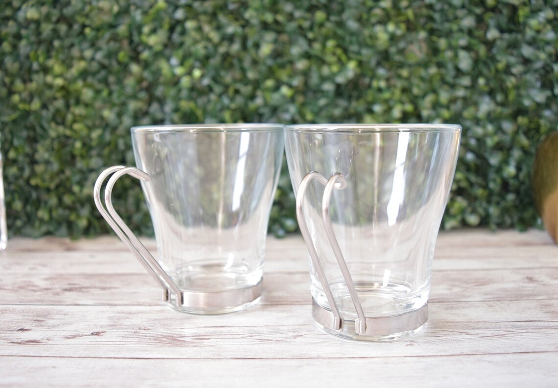 Vintage Italian Vitrosax Glass Coffee Mugs Cups With Removable | Etsy