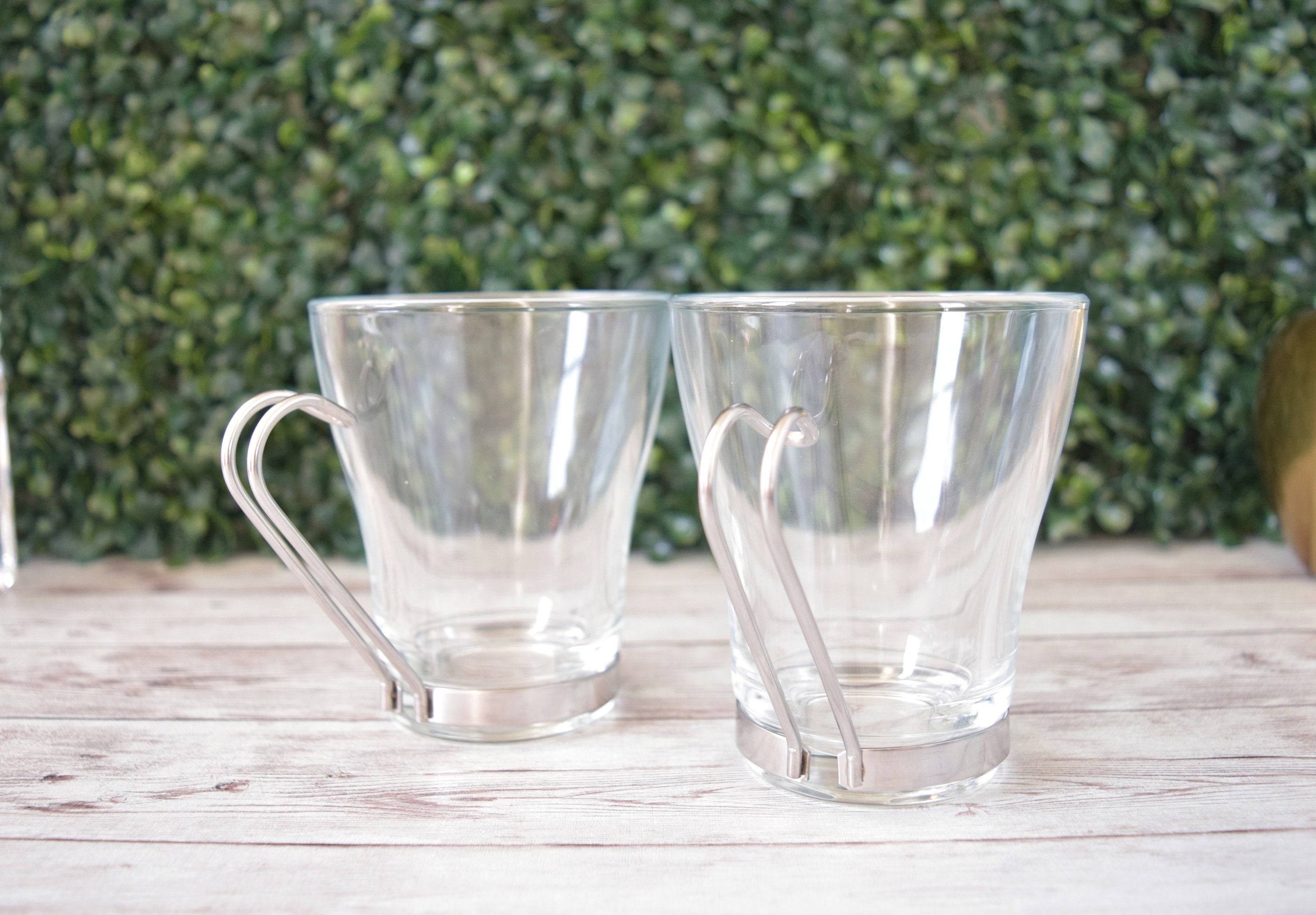 Vintage Italian Vitrosax Glass Coffee Mugs Cups With Removable ...