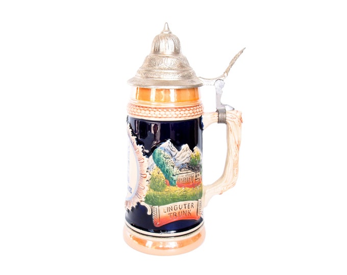 Tall Beer Mug With Pewter Lid West German Beer Stein - Etsy