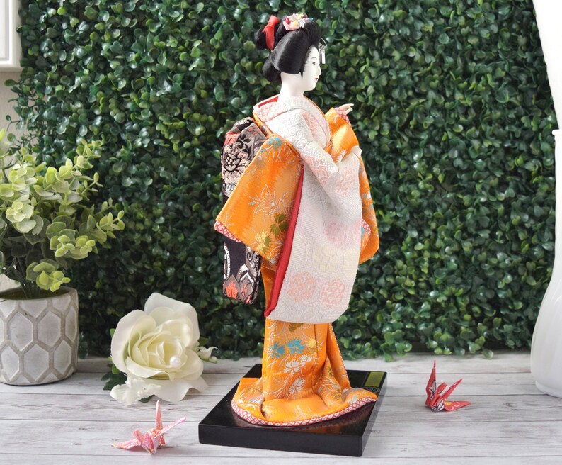 Vintage Yamaha Kyugetsu Japanese Doll in Orange Kimono Geisha - Etsy