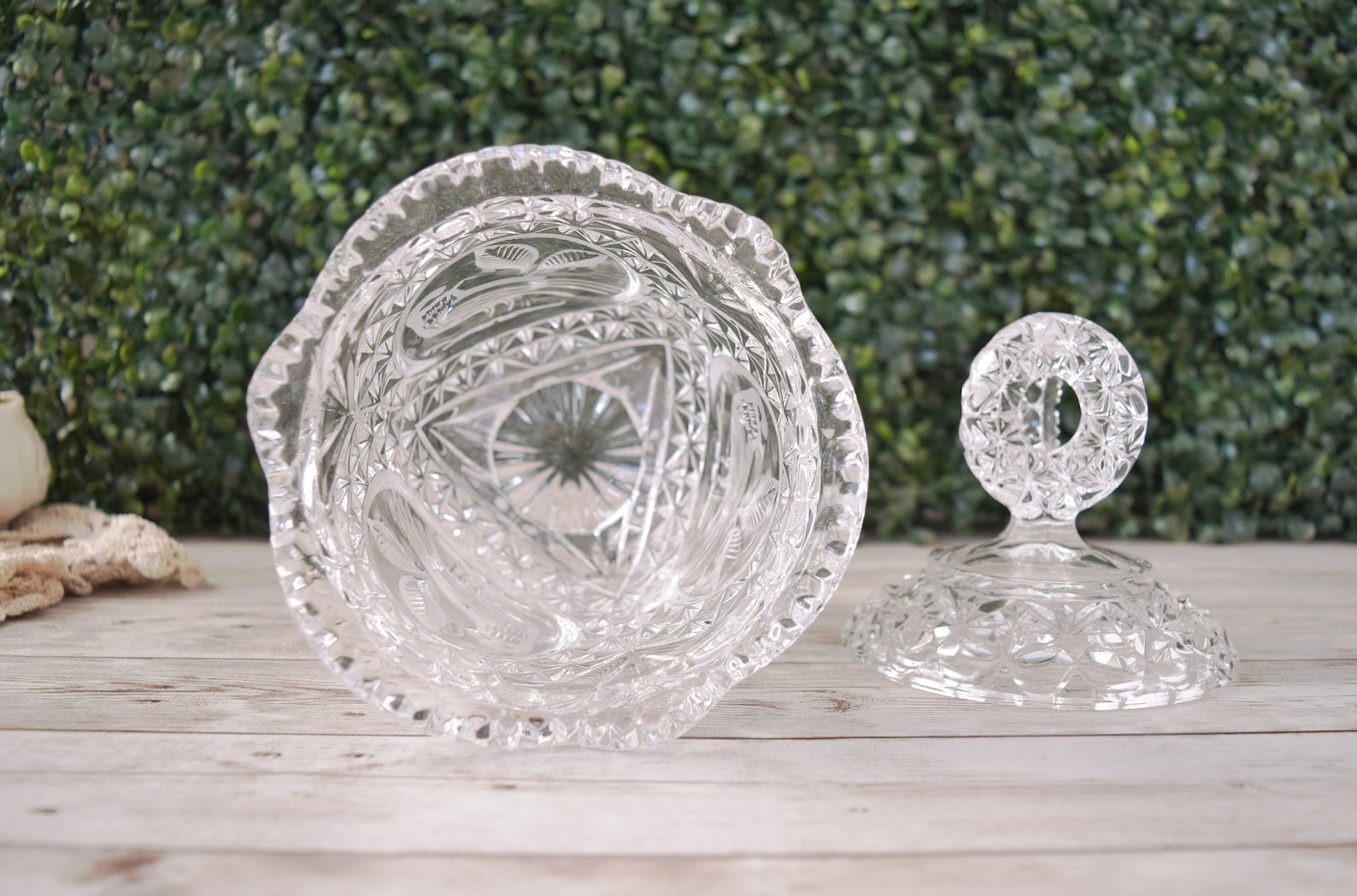 Exquisite Candy Jar With Etched Cut Birds and Tall Handle - Etsy