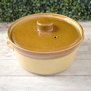 TG Green Ceramic Pottery in Retro Brown Tan Colors, Small Casserole Pot ...